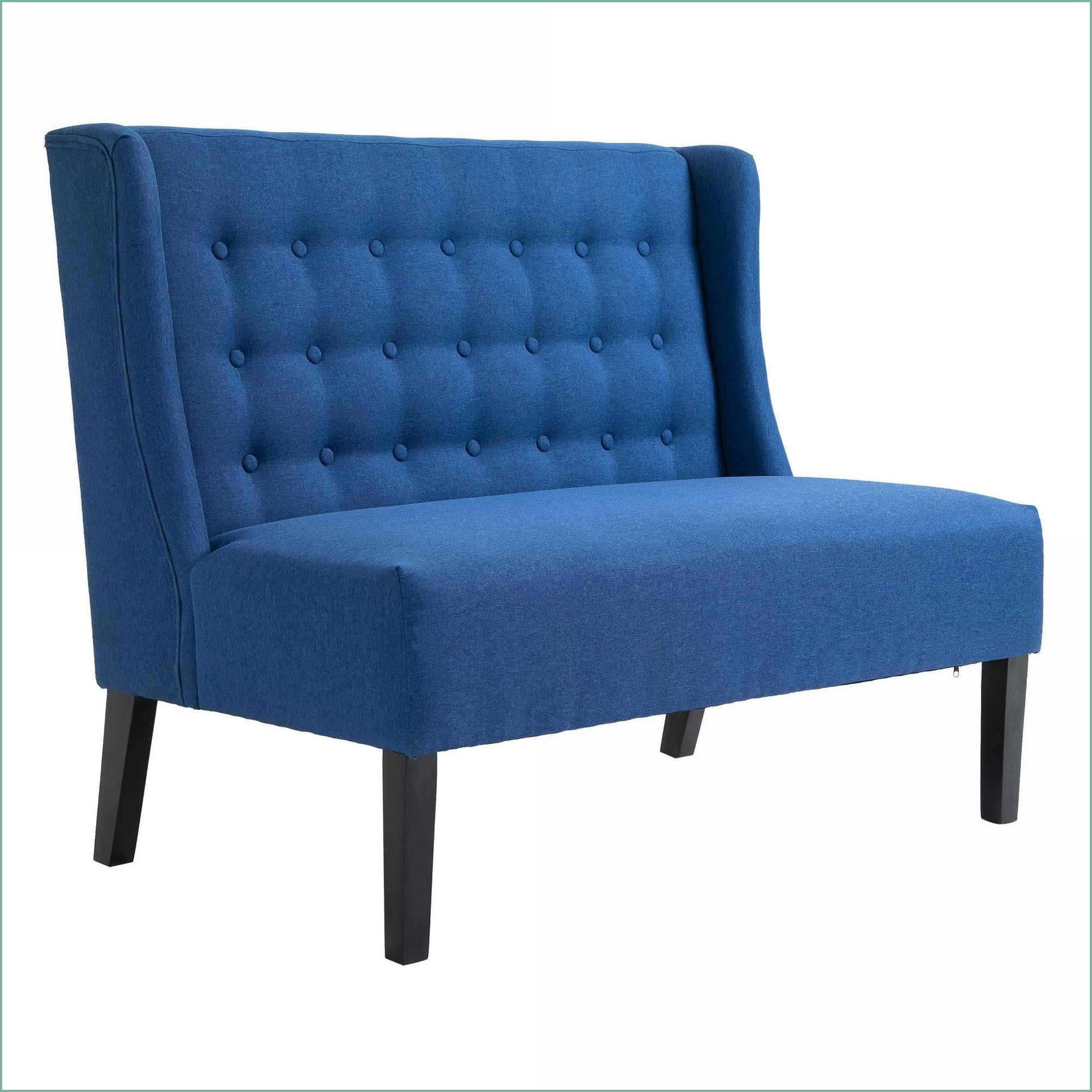 HOMCOM Wingback 2-Seater Loveseat Soft Linen Upholstery Button Tufted ...