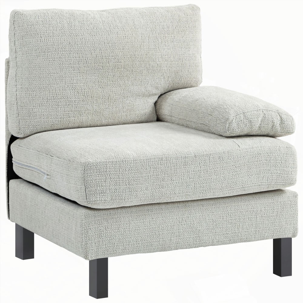 HOMCOM Modular Sectional Sofa Right Armchair, Cream White with Wood ...