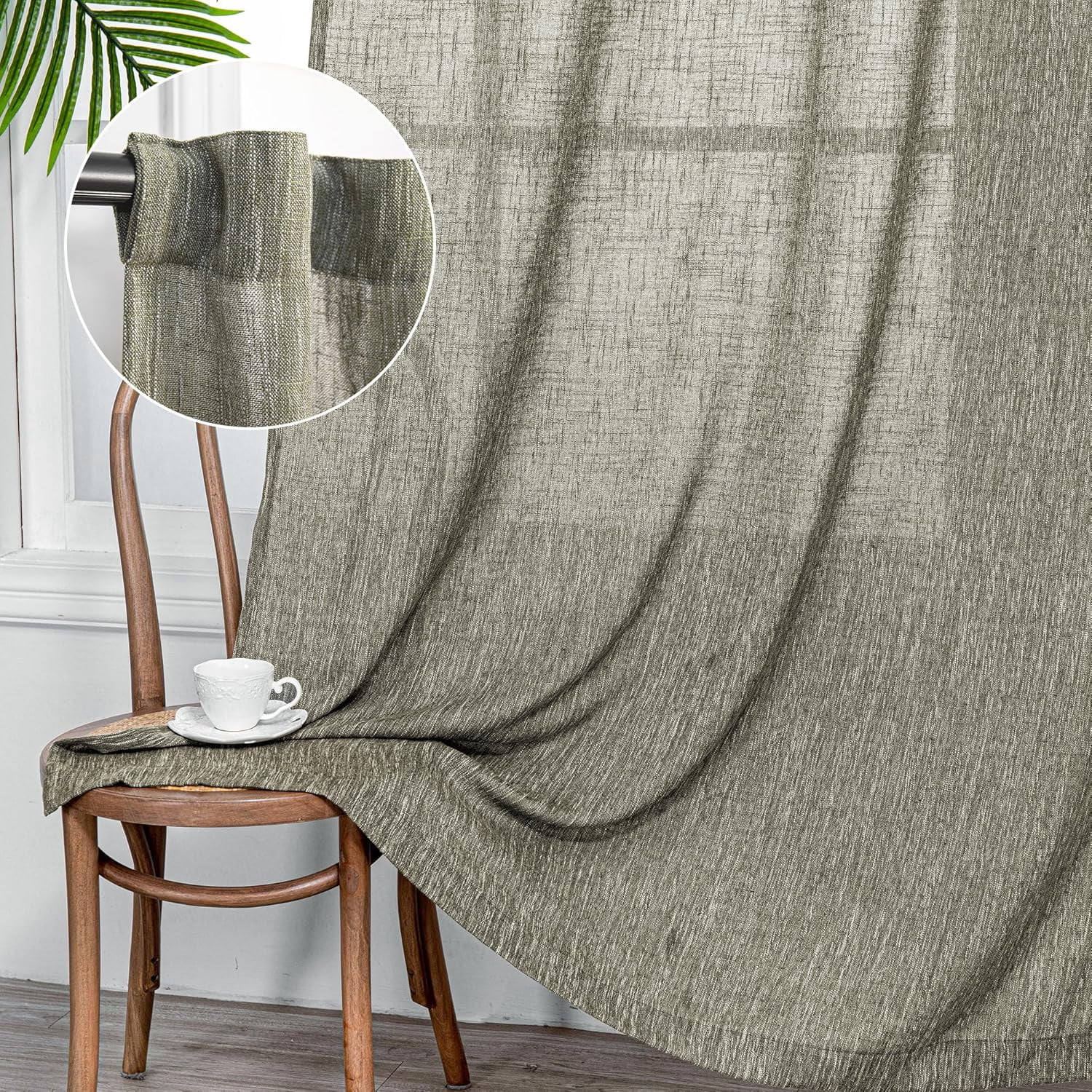 HOME 90 Inches Long Living Room Curtains Farmhouse Light Filtering ...