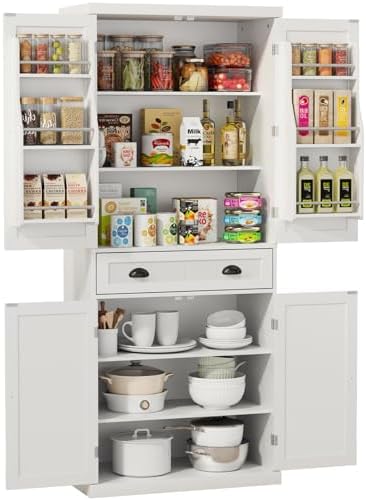 HOME BI Kitchen Pantry Cabinet, 72'' Tall Kitchen Storage Cabinets with ...