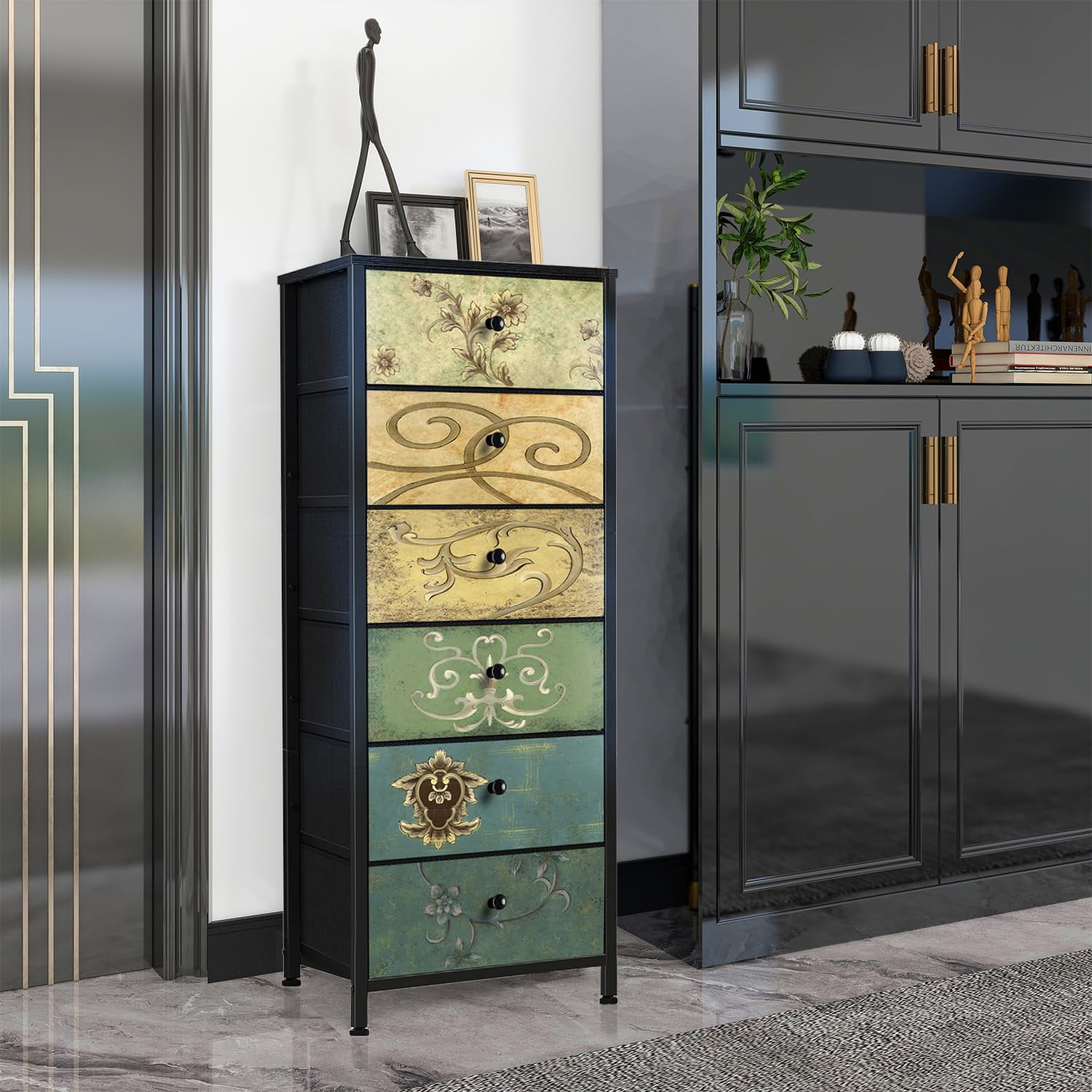 HOME CUBE Fabric Chest of 6 Drawers For Storage Closet Dresser Chest of ...