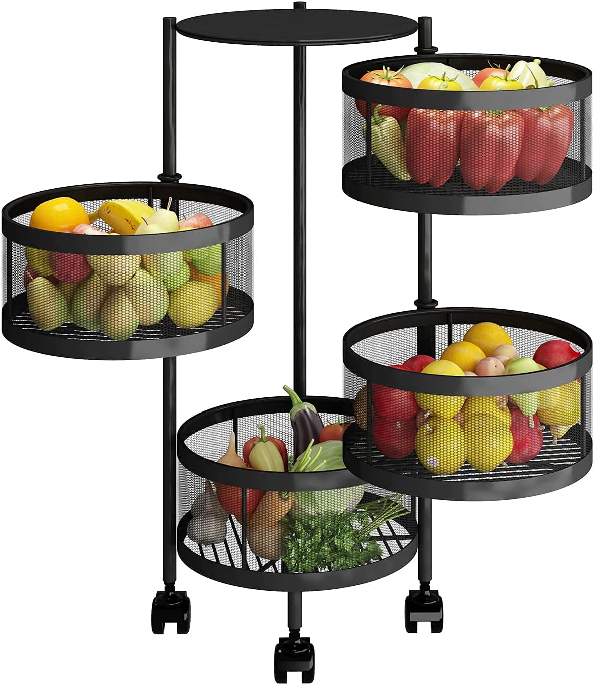 HOME CUBE Metal 1 Pc 4 Layer Floor Mount Kitchen Rotating Trolley ...