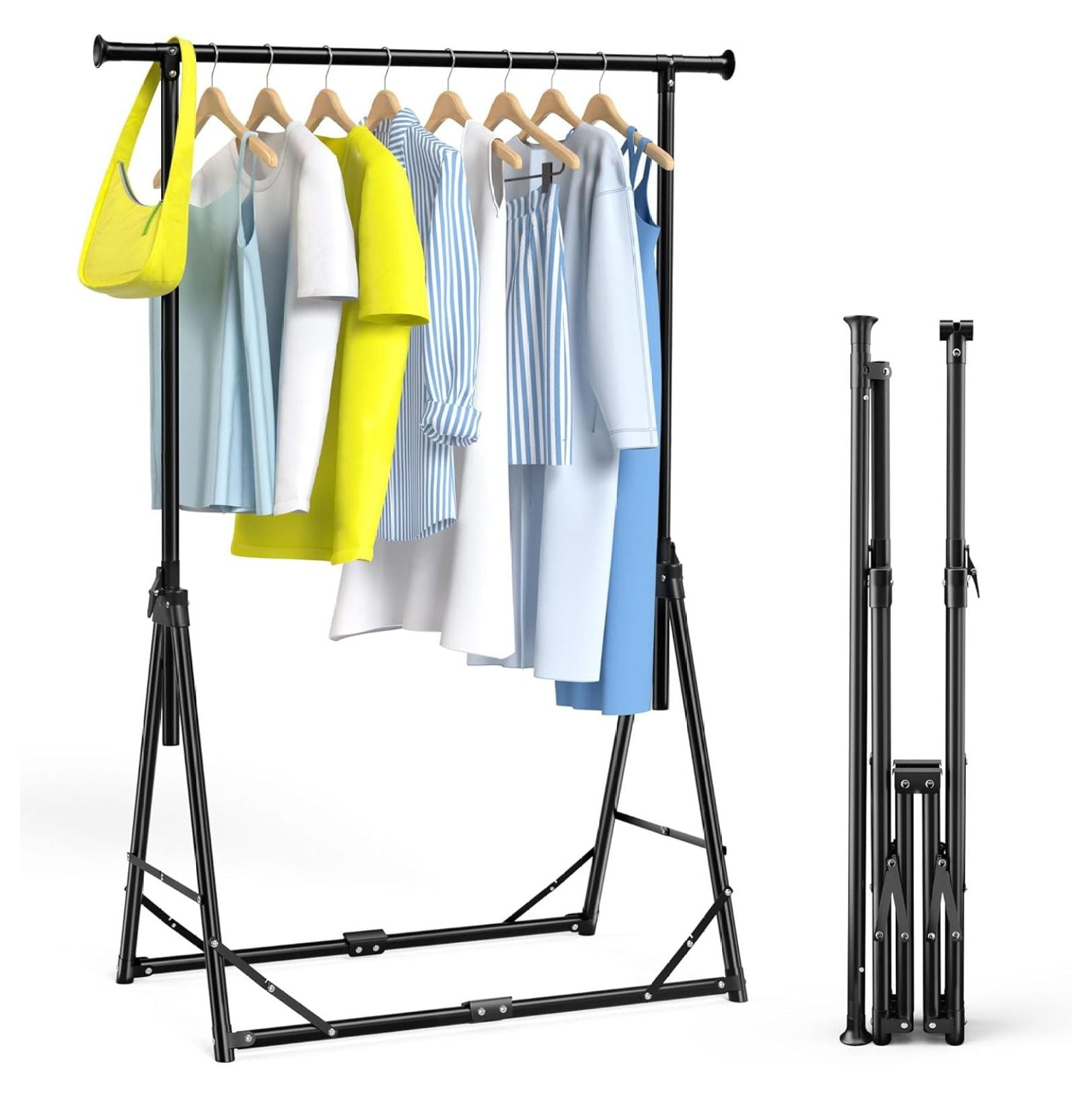 HOME Clothes Rack Foldable Clothing Rack, 64.5''H Collapsible Garment ...