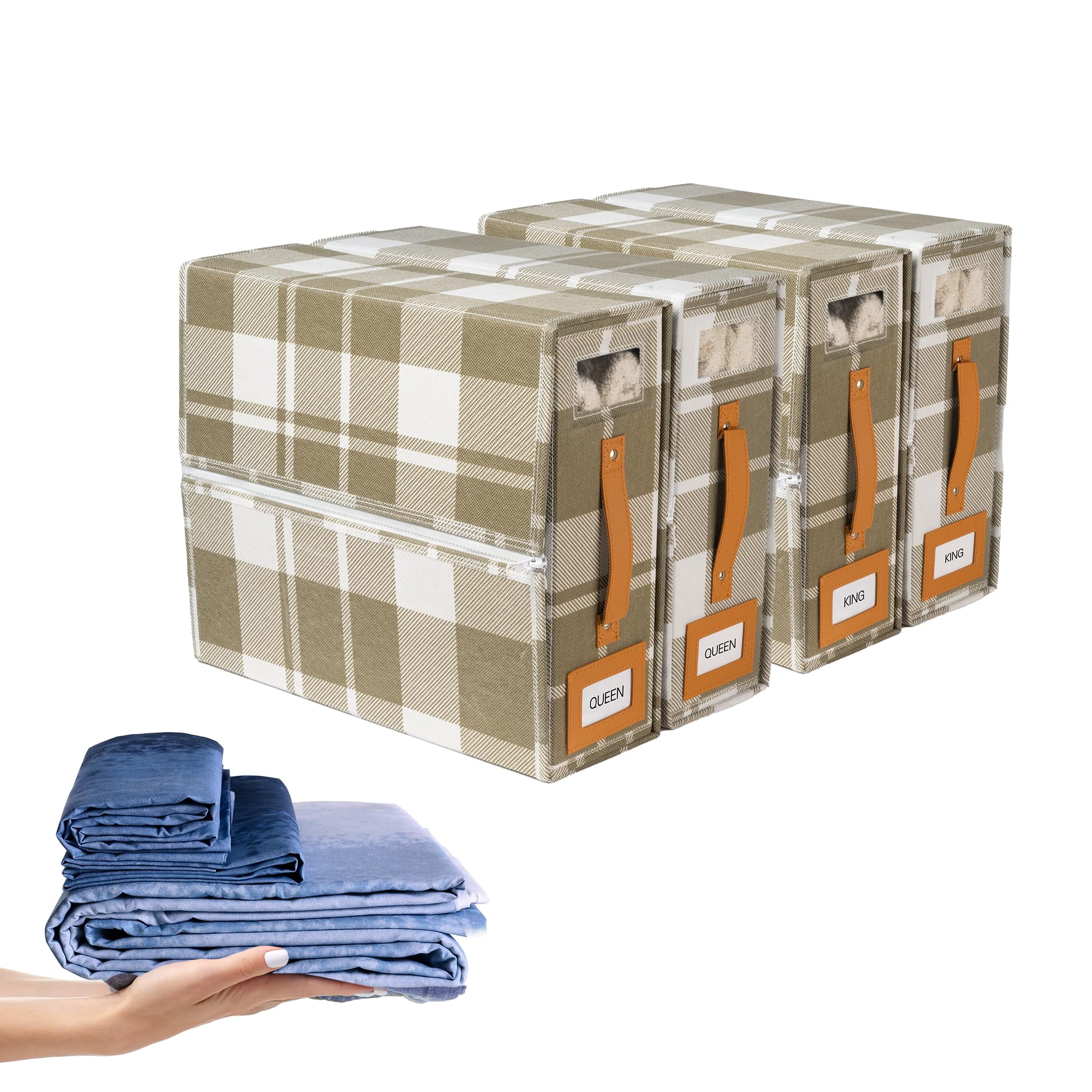 HOME OF DUTTON 4-Pack Bed Sheet Organizers| Light Brown Storage and ...