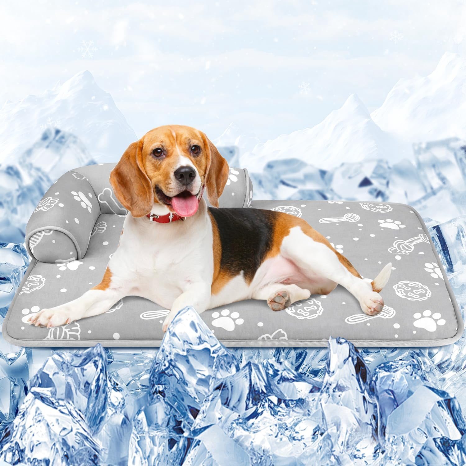 HOME Dog Cooling Mat with Supportive Pillows, 39"x28" Arc-Chill Fiber ...