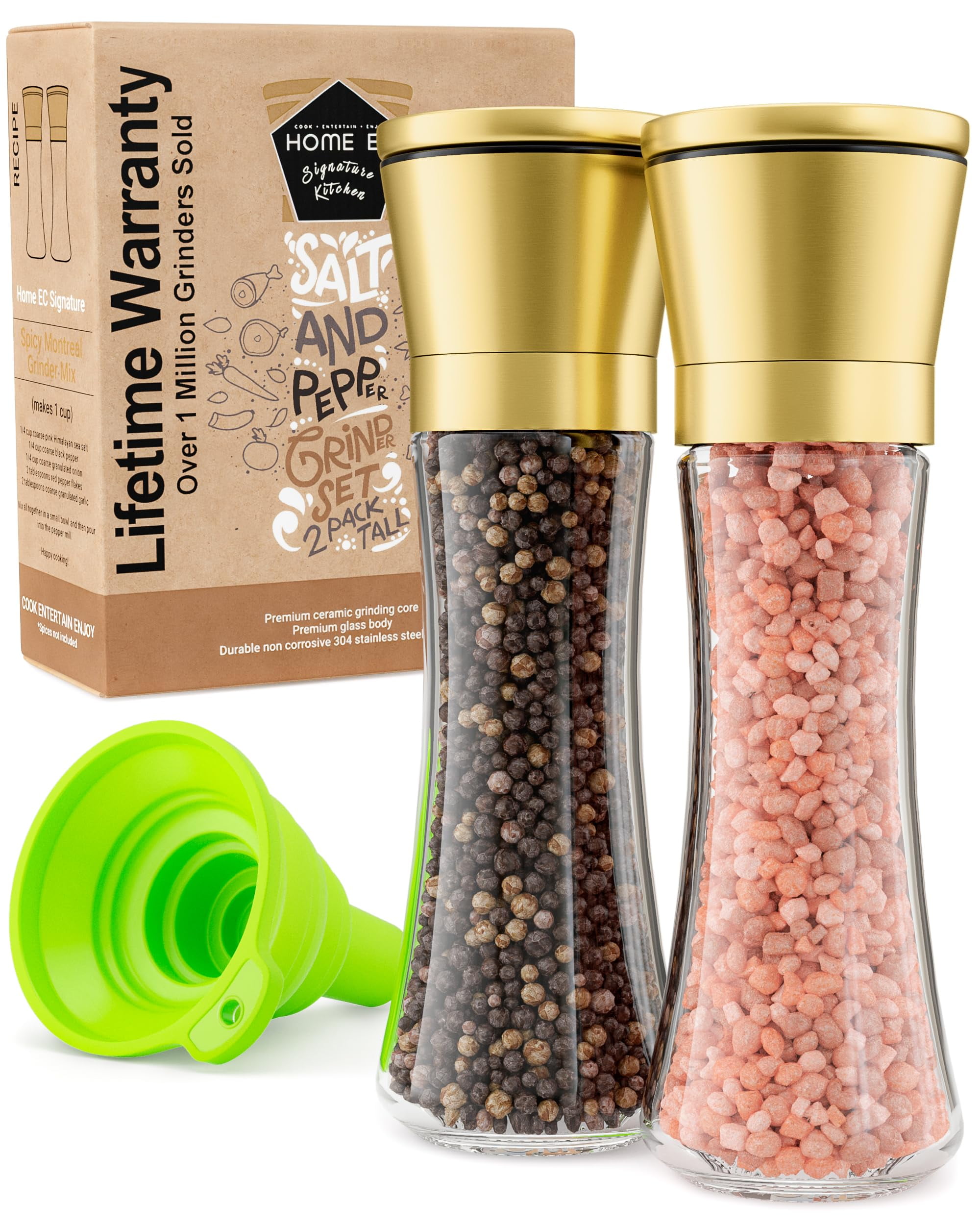 HOME EC Original Gold Salt and Pepper Grinder Adjustable Gold Salt ...