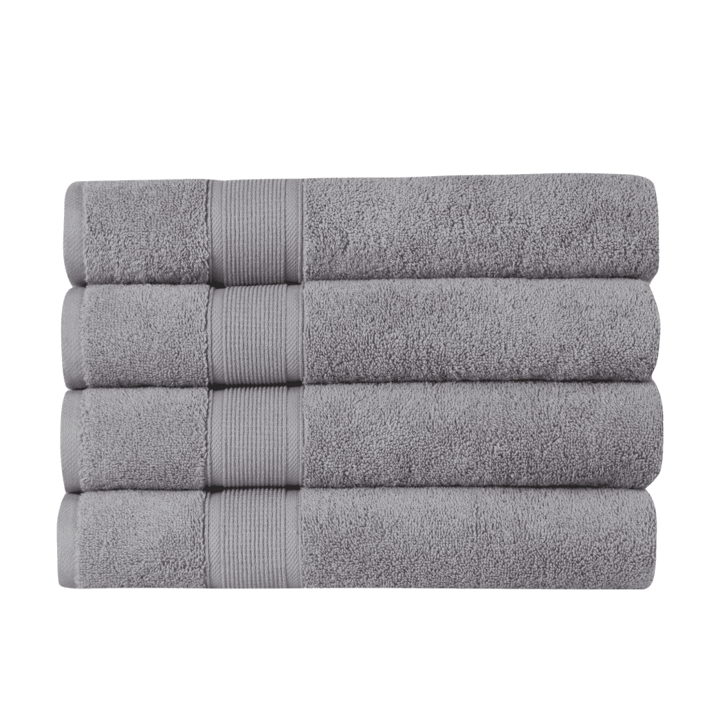 HOME ESSENTIALS 100% Cotton Luxury Turkish Bath Towels Set of 4, 600 ...