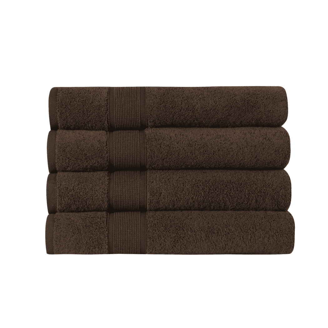 HOME ESSENTIALS 100% Cotton Luxury Turkish Bath Towels Set of 4, 600 GSM Super Absorbent Towels ...