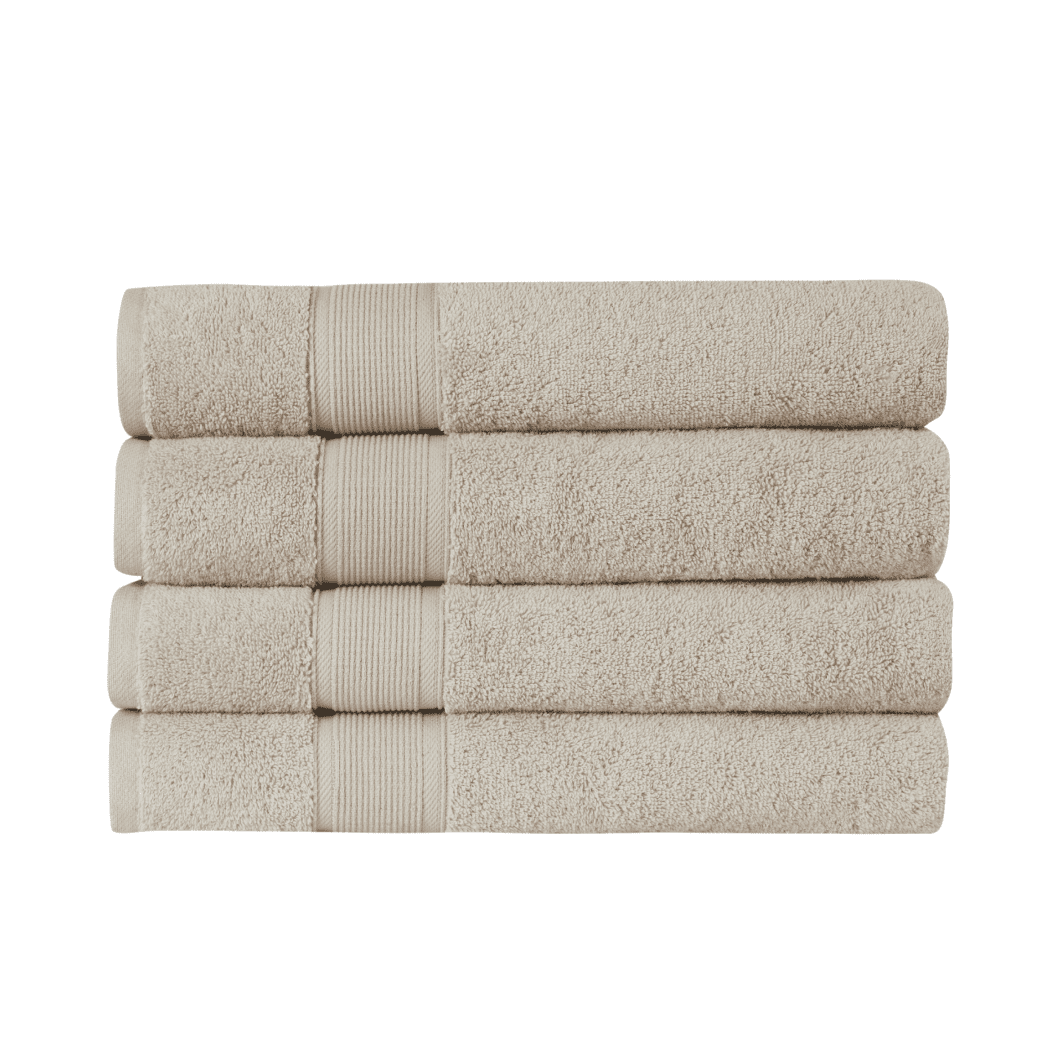 HOME ESSENTIALS 100% Cotton Luxury Turkish Bath Towels Set of 4, 600 GSM Super Absorbent Towels ...