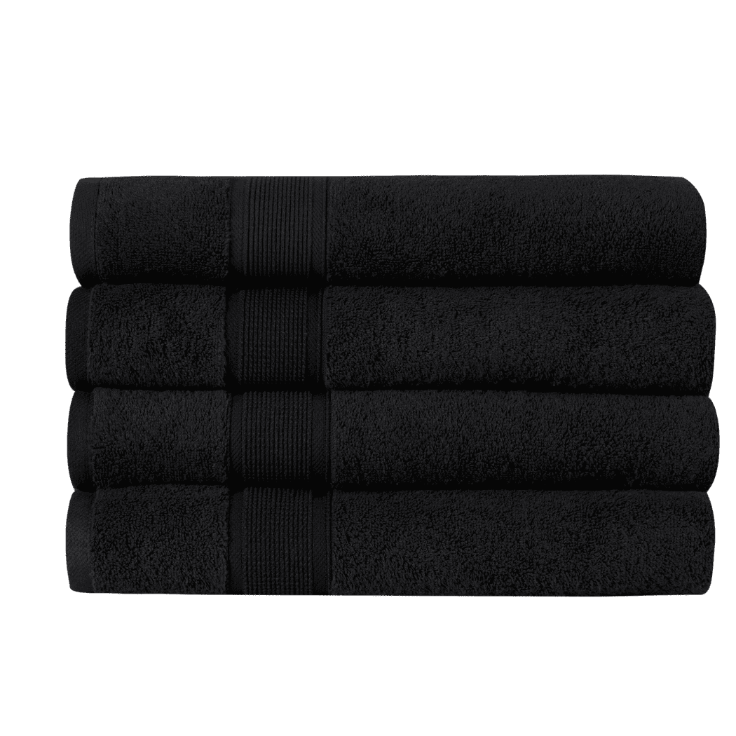 HOME ESSENTIALS 100% Cotton Luxury Turkish Bath Towels Set of 4, 600 GSM Super Absorbent Towels ...