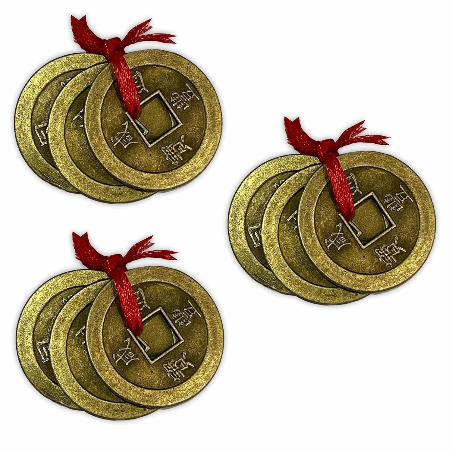 HOME GENIE Feng Shui Chinese Coins with Red String Vastu Symbol for ...
