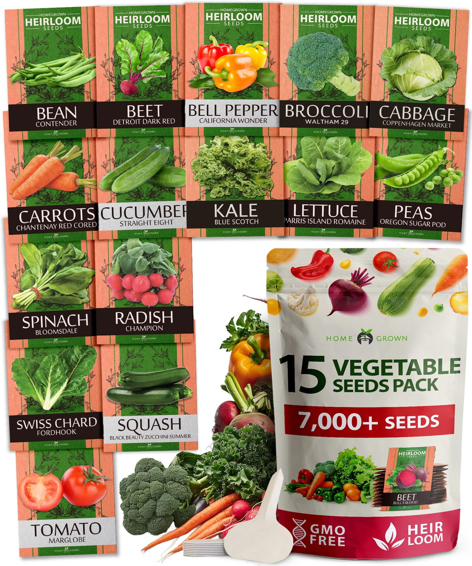 HOME GROWN 15 CORNET Heirloom Vegetable Seed Varieties - 7,000+ 𝗡𝗢𝗡-𝗚𝗠𝗢 𝗨𝗦𝗔 Planting - Survival ...