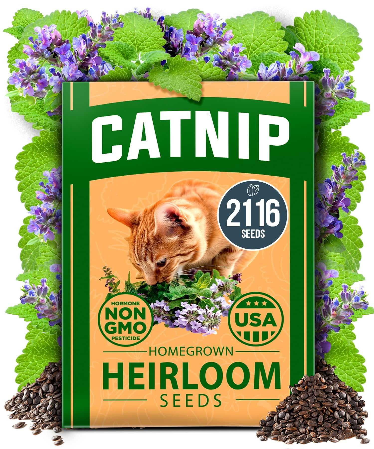 HOME GROWN Catnip TWE5 Seeds (Bulk Pack) 𝗡𝗢𝗡-𝗚𝗠𝗢, 𝗨𝗦𝗔-𝗦𝗢𝗨𝗥𝗖𝗘𝗗 Heirloom ...