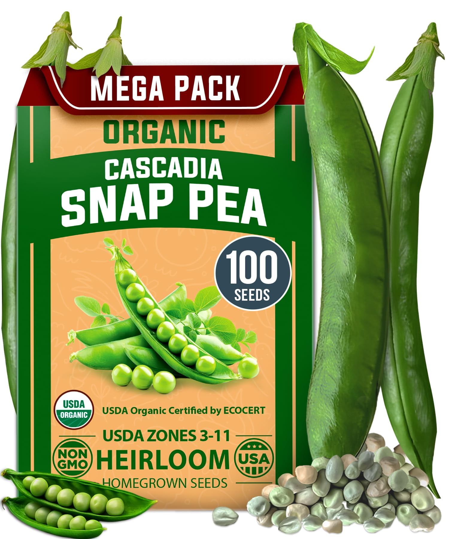 HOME GROWN -ITSC Snap Pea Seeds for Planting - Organic, Heirloom ...