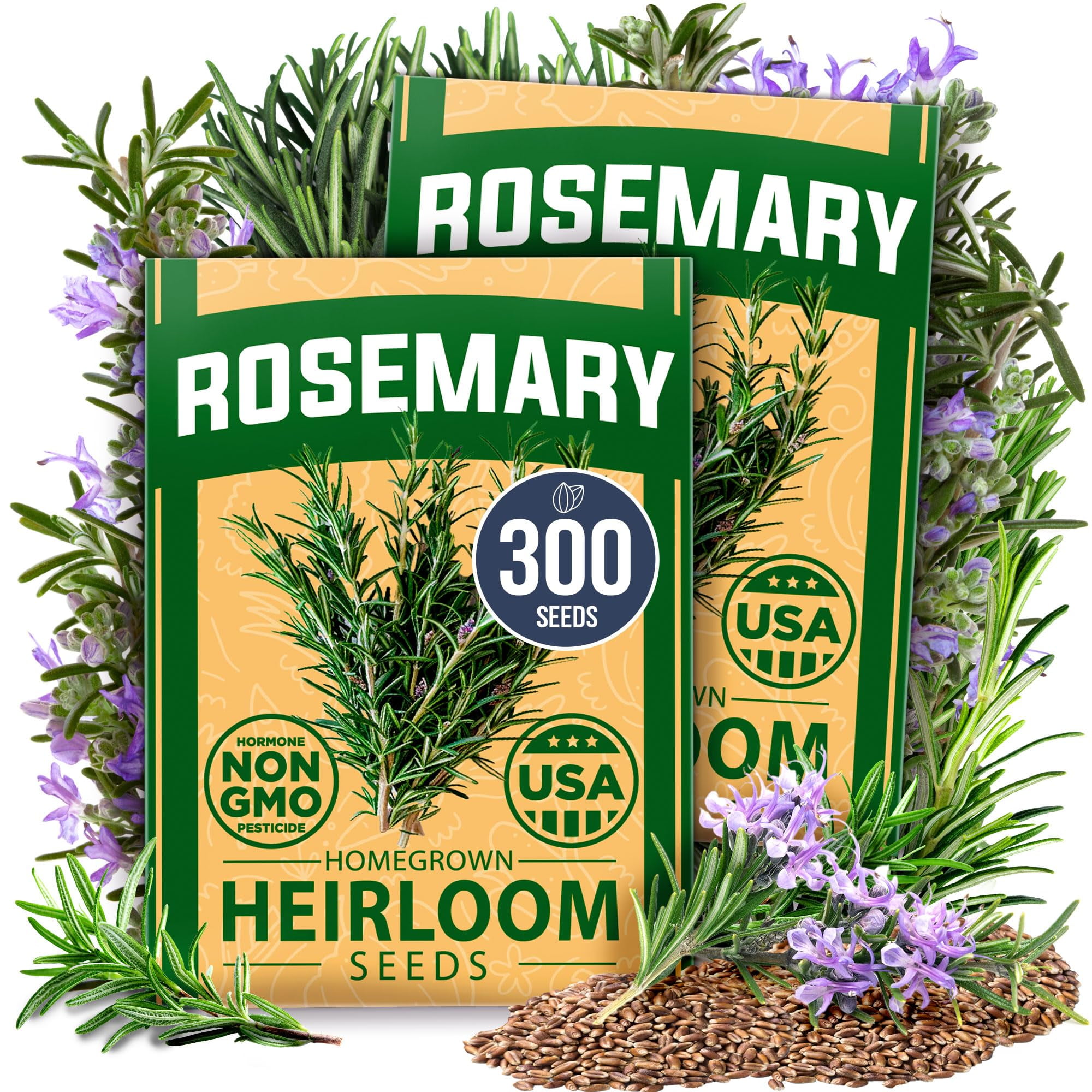HOME GROWN Rosemary Seeds Pack - BSL1 300 High Germinating 𝗡𝗢𝗡-𝗚𝗠𝗢, 𝗨𝗦𝗔 ...