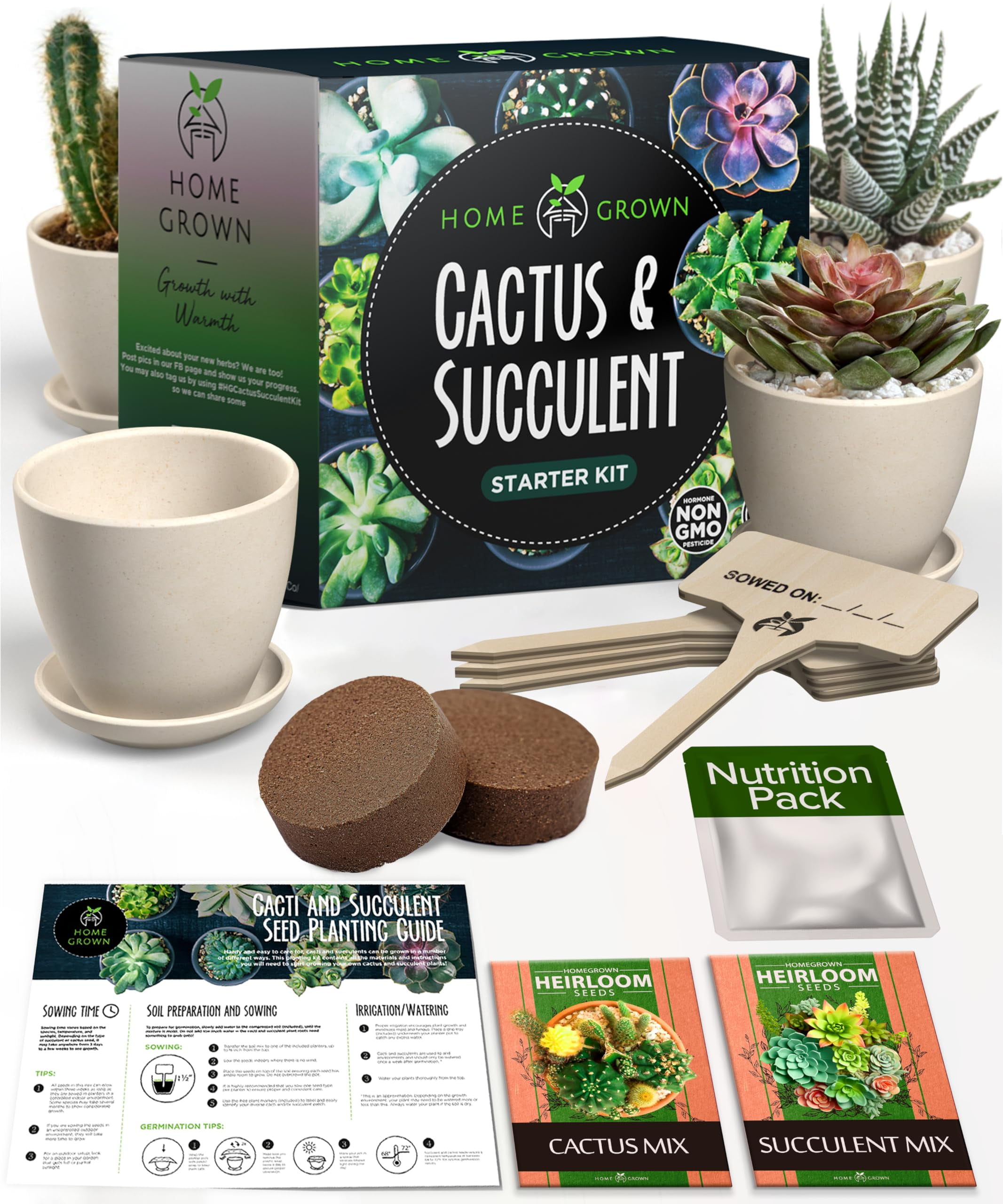 HOME GROWN Succulent & Cactus Seed AIS1 Kit for Planting - [Enthusiasts ...