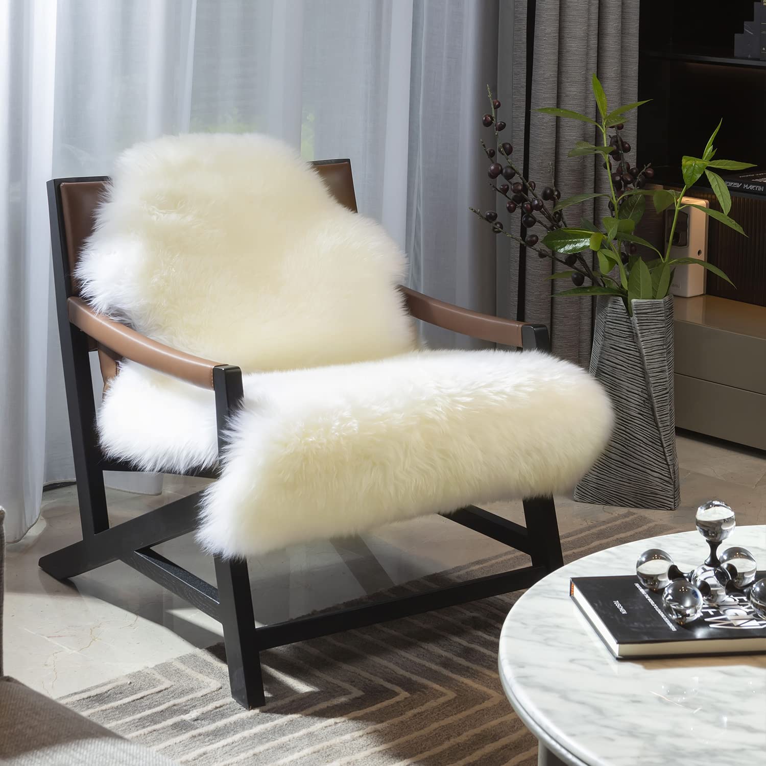 HOME Genuine Sheepskin Rug, New Zealand Natural Sheepskin Throw, Luxury ...