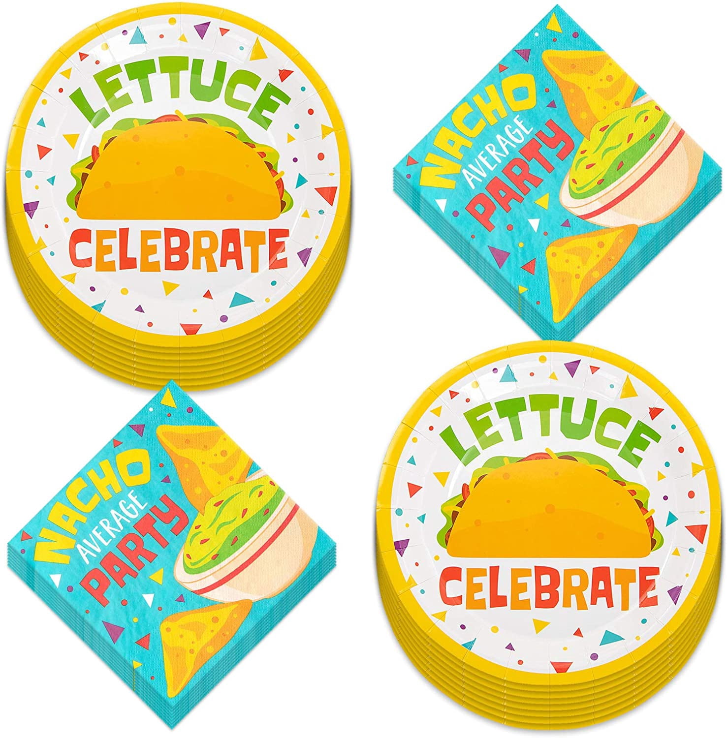 HOME & HOOPLA Lettuce Taco Bout It Paper 16 Plates and 16 Nacho Lunch ...