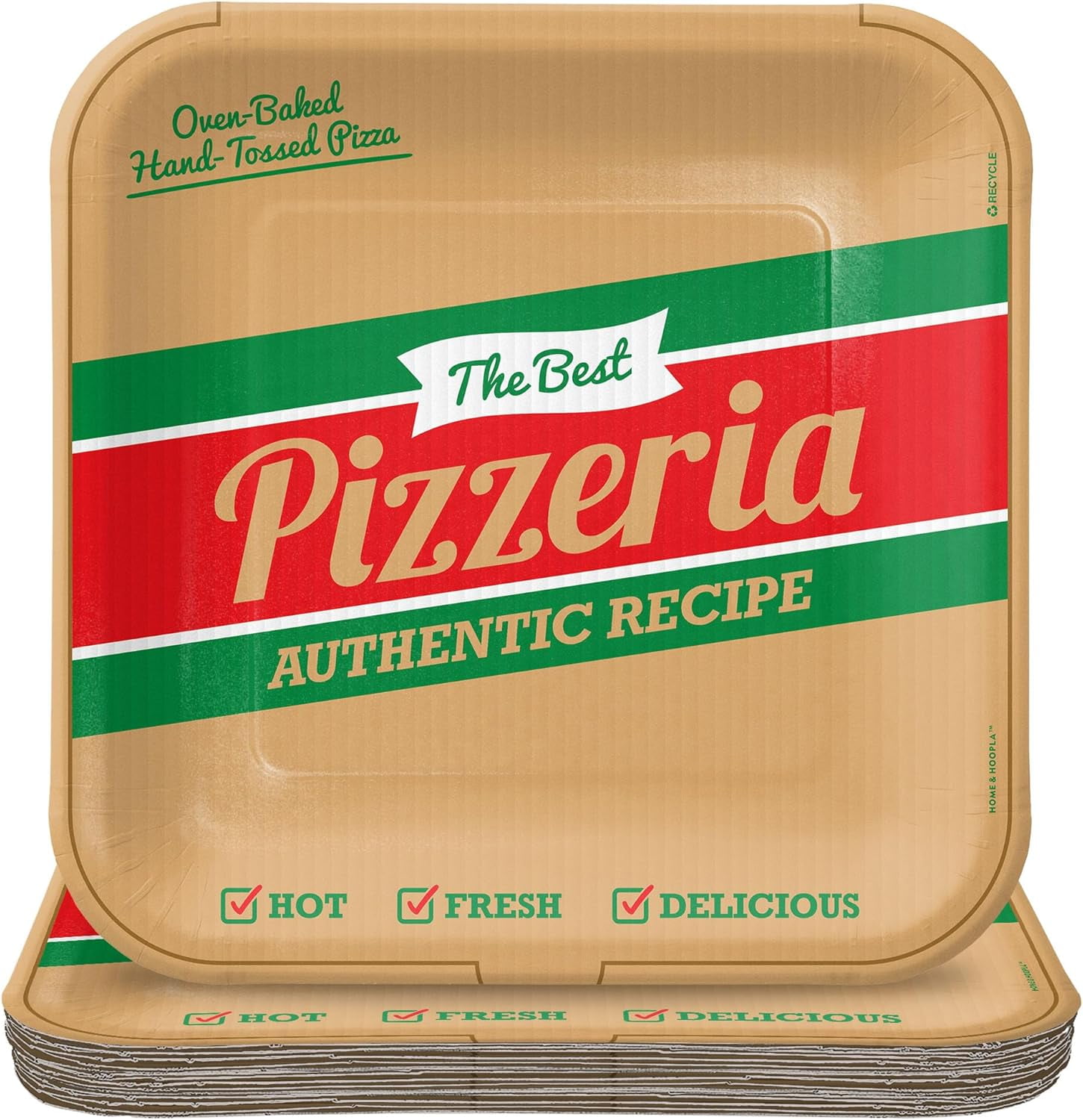 HOME & HOOPLA Pizza Party Supplies - Italian Takeout Pizza Box Square ...