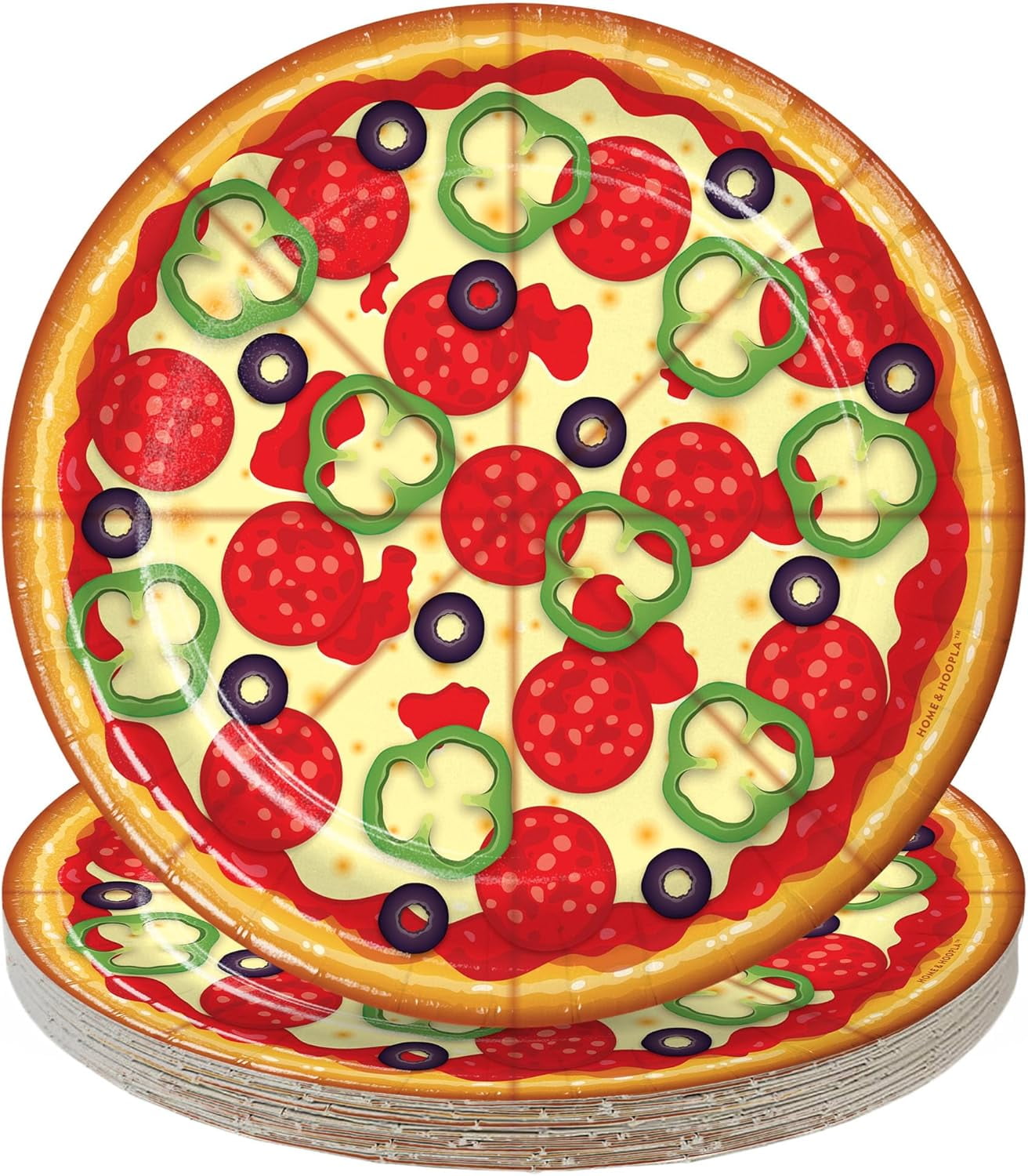 HOME & HOOPLA Pizza Party Supplies - Round Pizza & Toppings Paper ...
