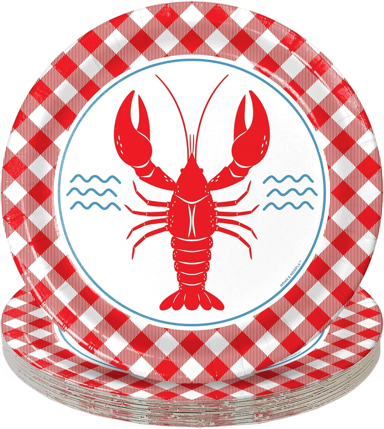 HOME & HOOPLA Seafood Party Supplies - Crawfish & Red Checkered Round ...