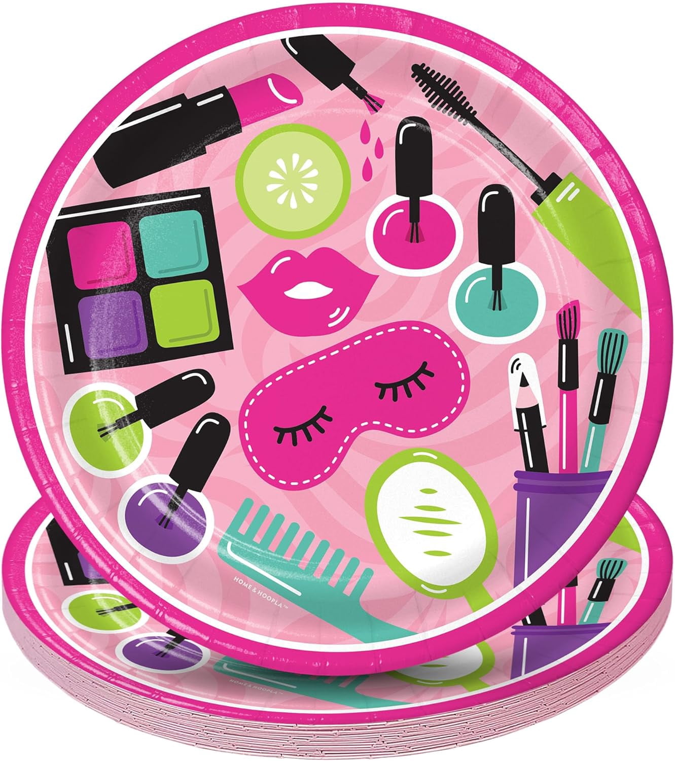 HOME & HOOPLA Spa Pamper Party Supplies - Beauty & Makeup Round Paper ...