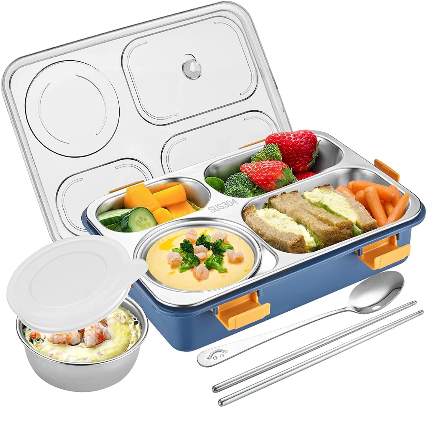 HOME KITCEN STUDIO Lunch Box 4 Compartment Insulated Sealed Leakage Proof Stainless Steel with ...