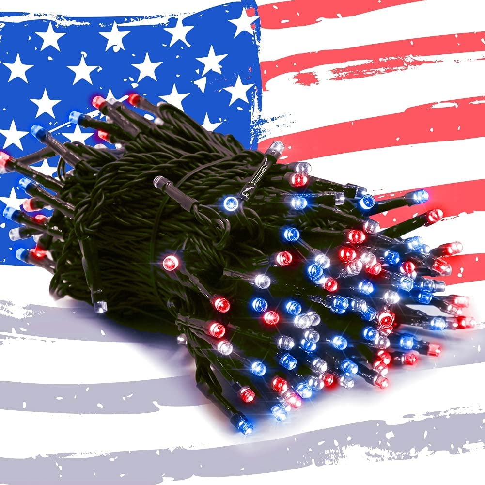 HOME LIGHTING 200 LED 66FT Fairy String Lights, July 4th Patriotic ...