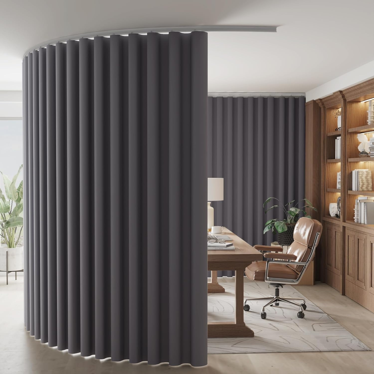 HOME Office Curtains Room Divider with Flexible Ceiling Track Wall ...