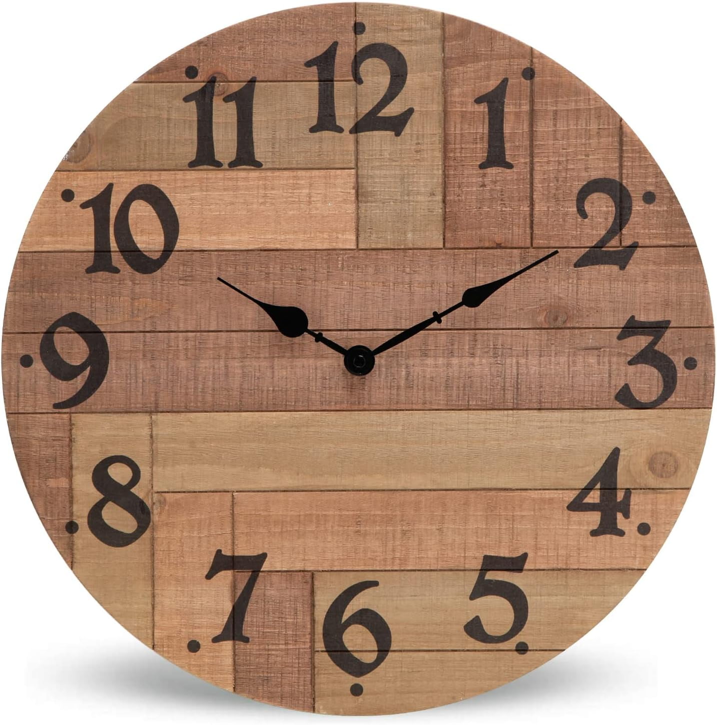HOME Rustic Farmhouse Solid Wood Wall Clock - 16 Inch Battery Operated ...
