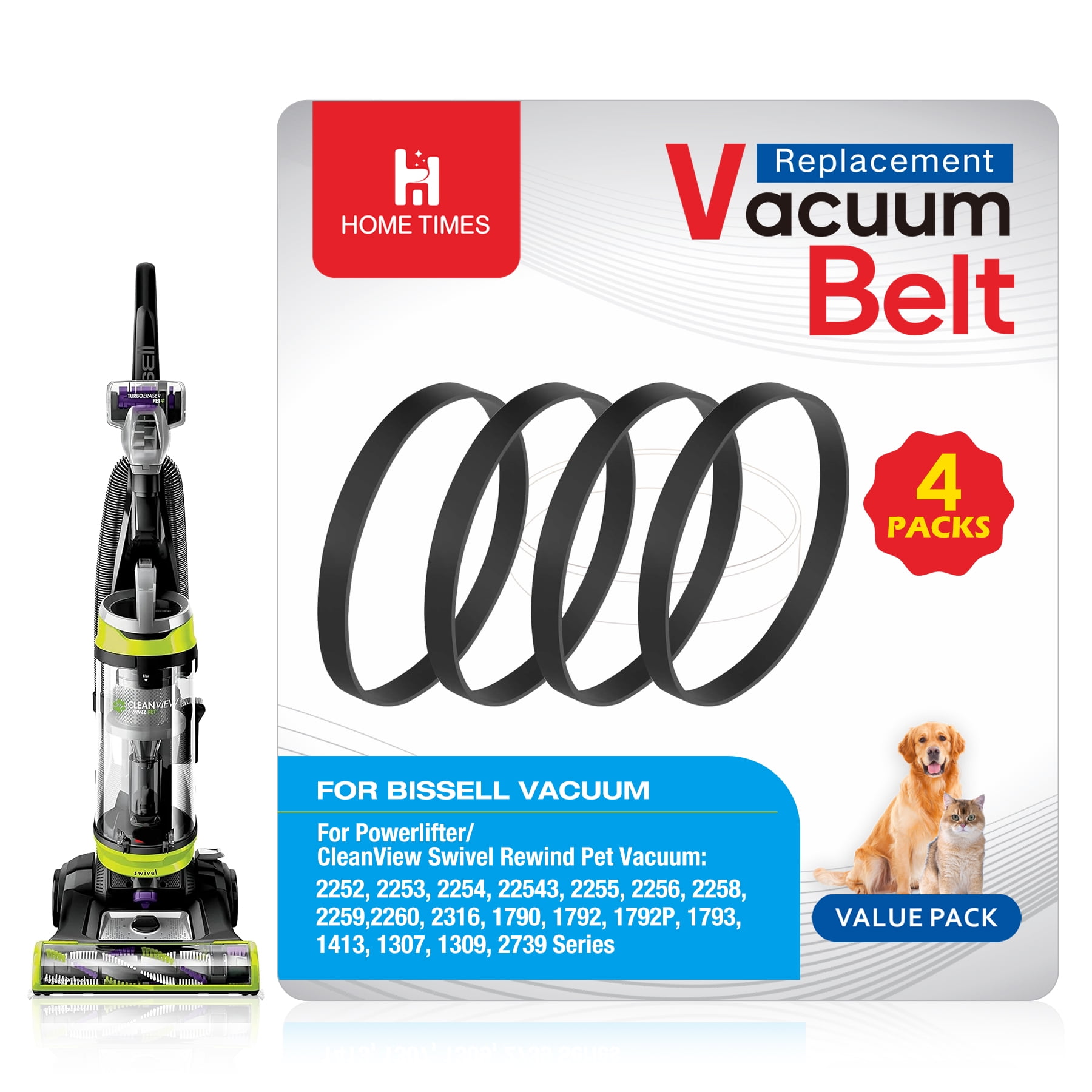 HOME TIMES Replacement Belts for Bissell Powerlifter/CleanView Swivel ...