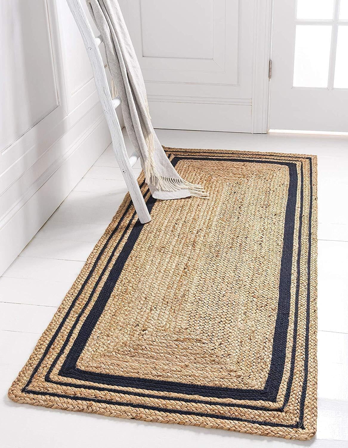 HOMEABLE Braided Natural Jute Rug Hand Woven Reversible Carpet for ...