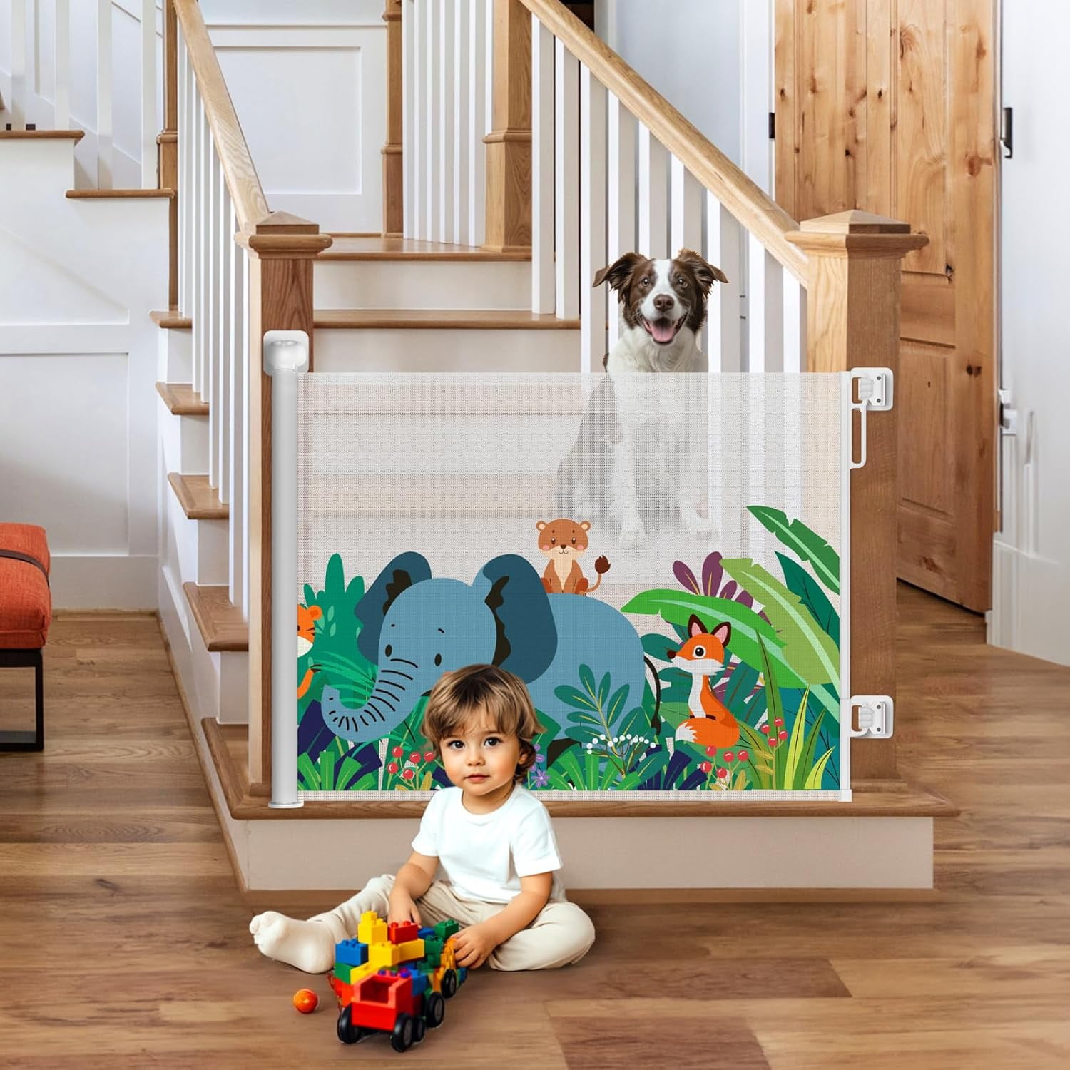 HOMEAL Retractable Baby Gates for Doorways & Stairs, Outdoor Indoor ...