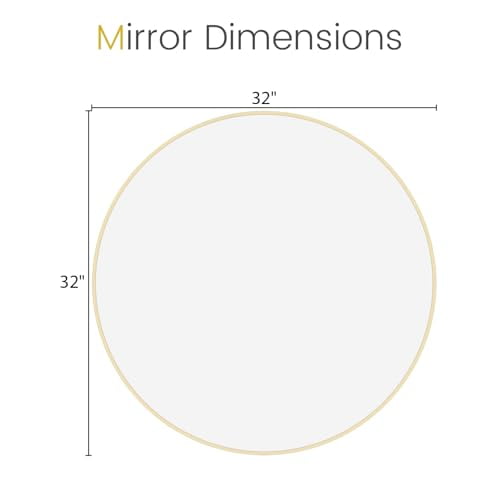 HOMECOOKIN Round Wall Mirror 32" Gold Circle Mirror for Bathroom with ...