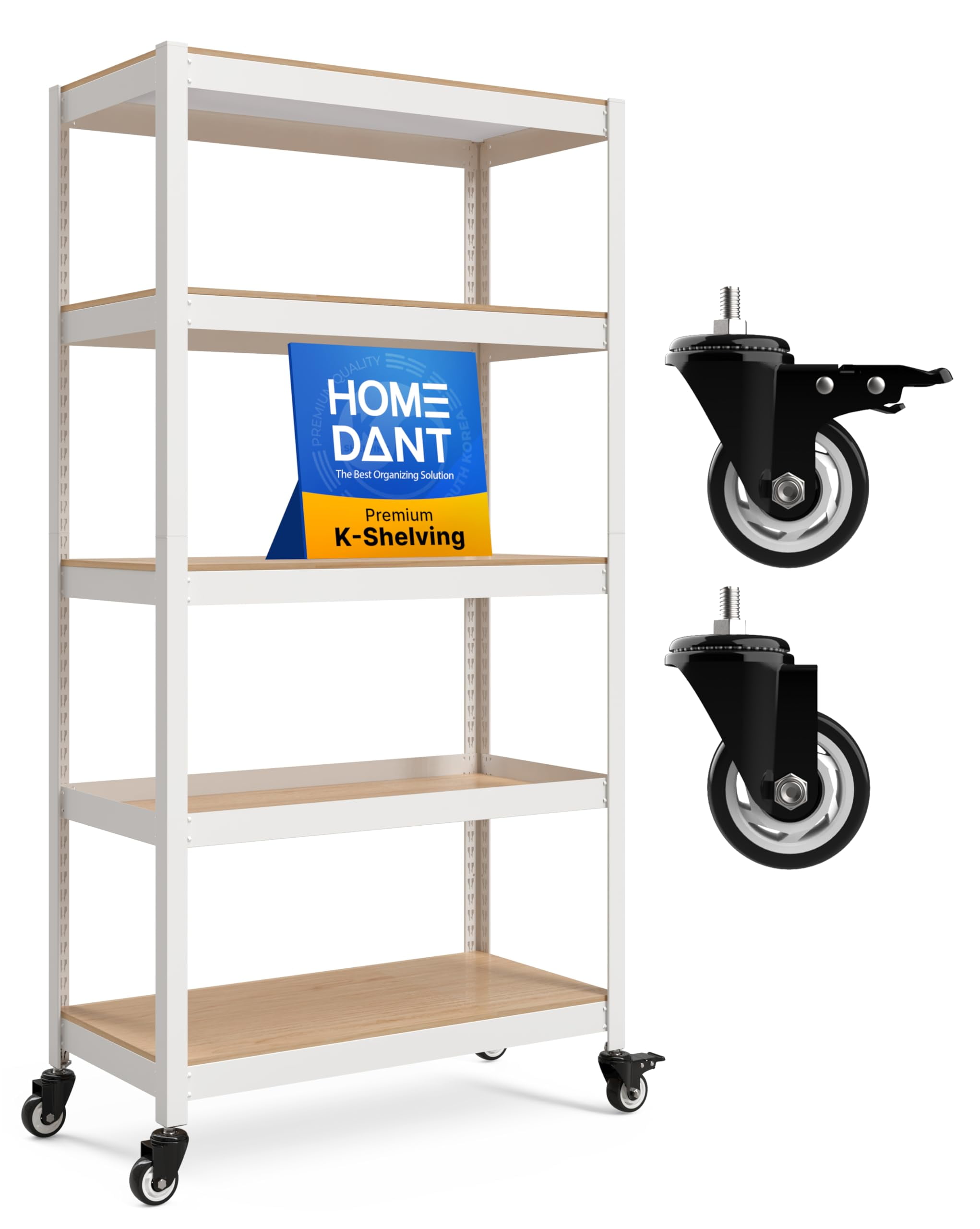 HOMEDANT House 5-Tier Metal Rolling Cart Shelf Rack Casters Heavy Duty ...