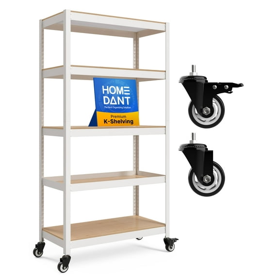 HOMEDANT House 5-Tier Metal Rolling Cart Shelf Rack Casters Heavy Duty ...
