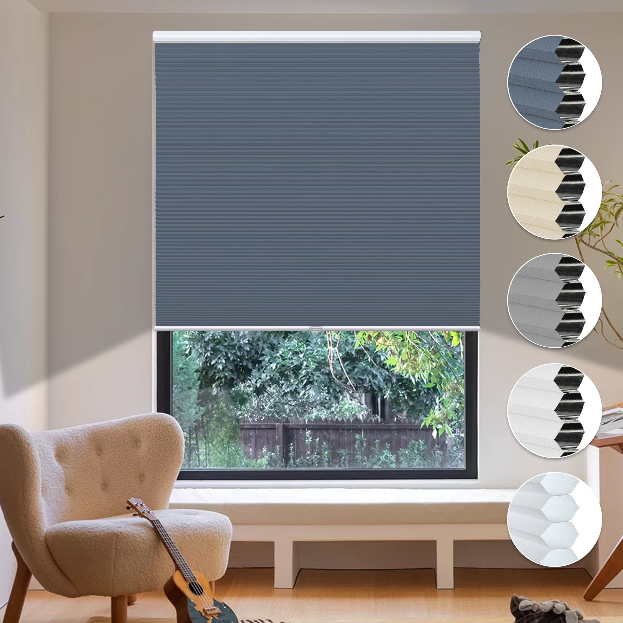 HOMEDEMO Cellular Shades Cordless, Blackout Shades Cordless for Indoor ...