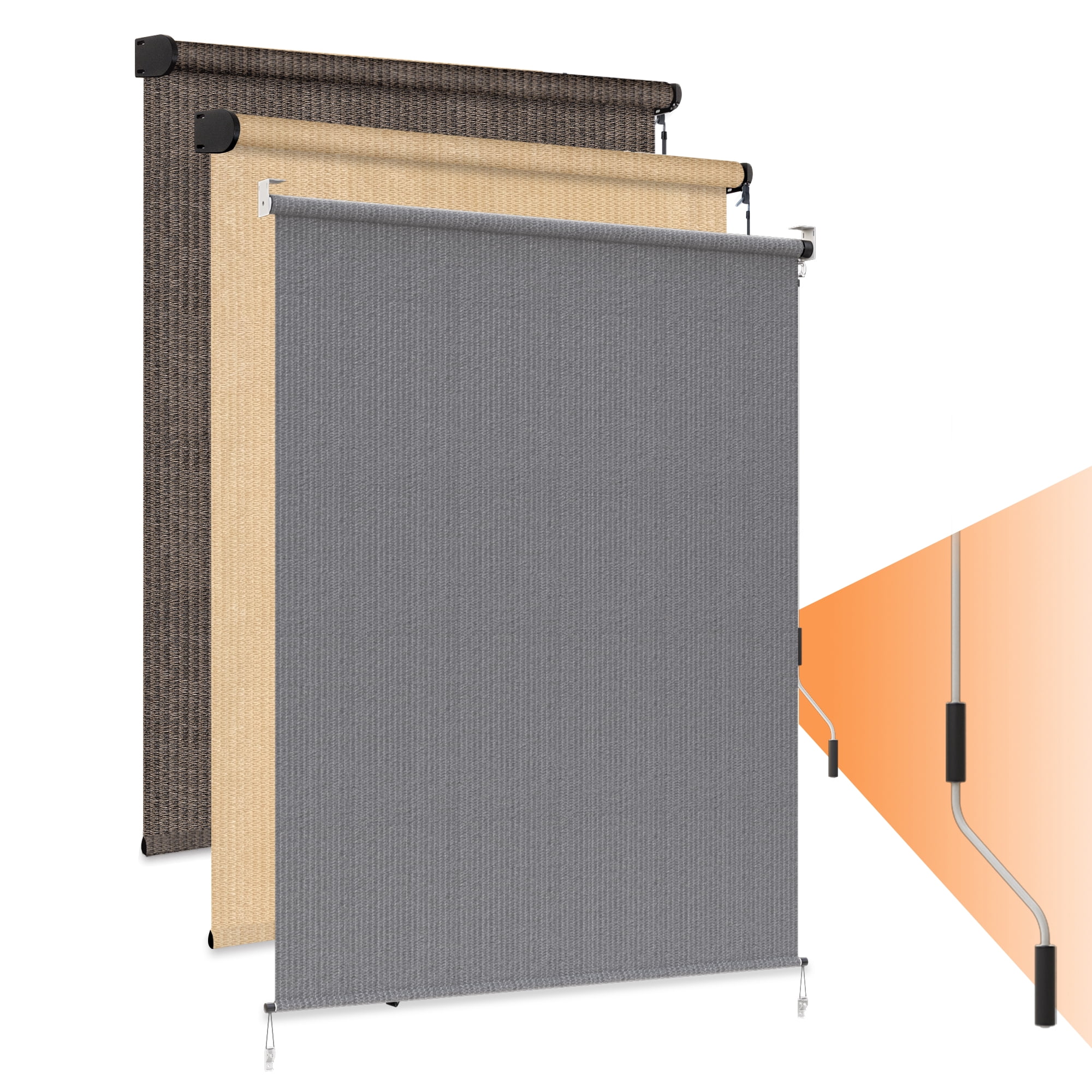 HOMEDEMO Outdoor Roller Shades for Patio, 8'W x 6' H(WxH) Grey Roll up ...