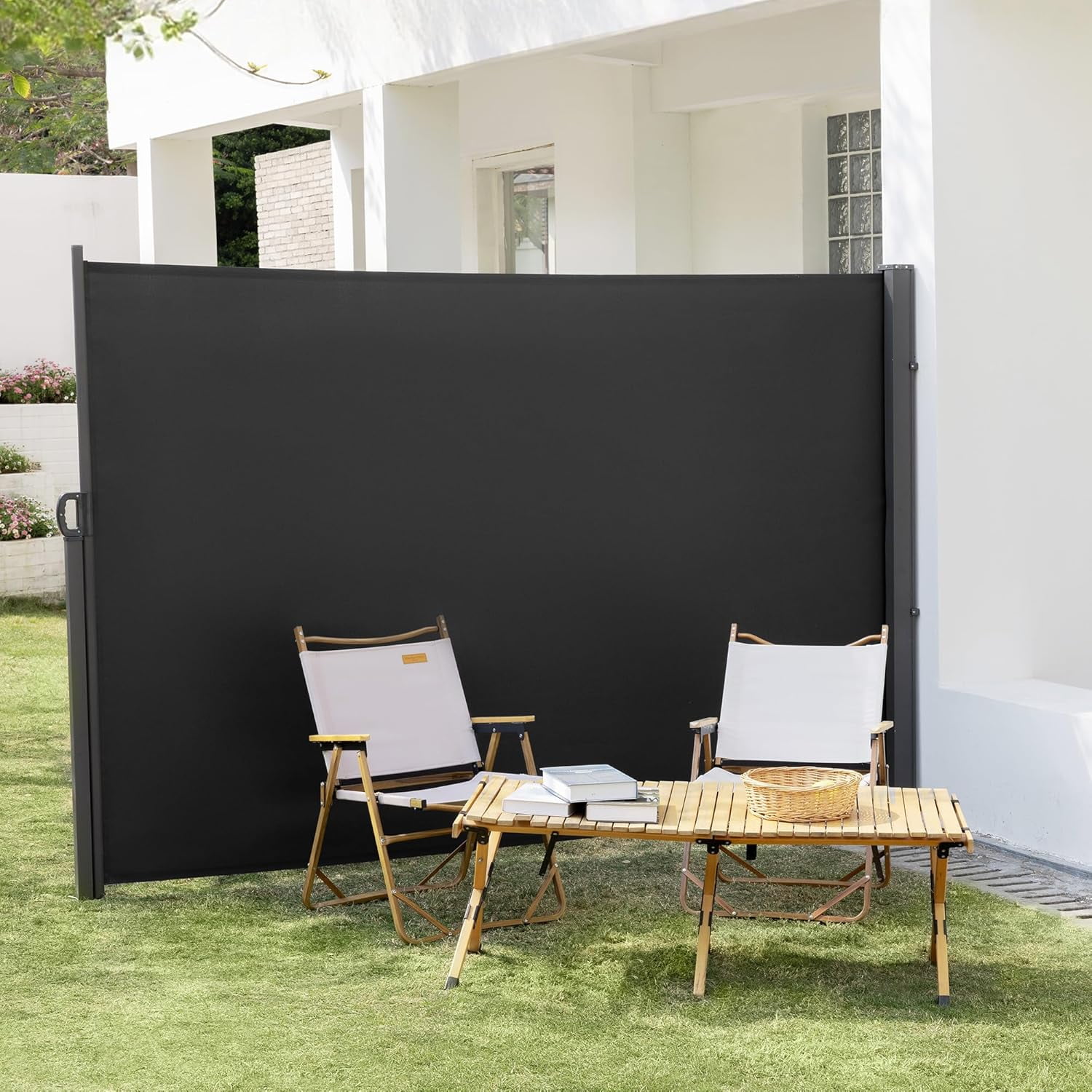 HOMEDEMO Retractable Side Awning 146" x 71" Carbon Gray, Privacy Screen ...