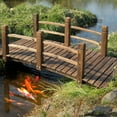 HOMEDIARY Fir Wood Garden Bridge, Outdoor Stained Finish Arc Footbridge ...
