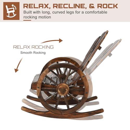 HOMEDIARY Outdoor Wood Wagon Rocking Chair, Adirondack Rocker Chair w ...
