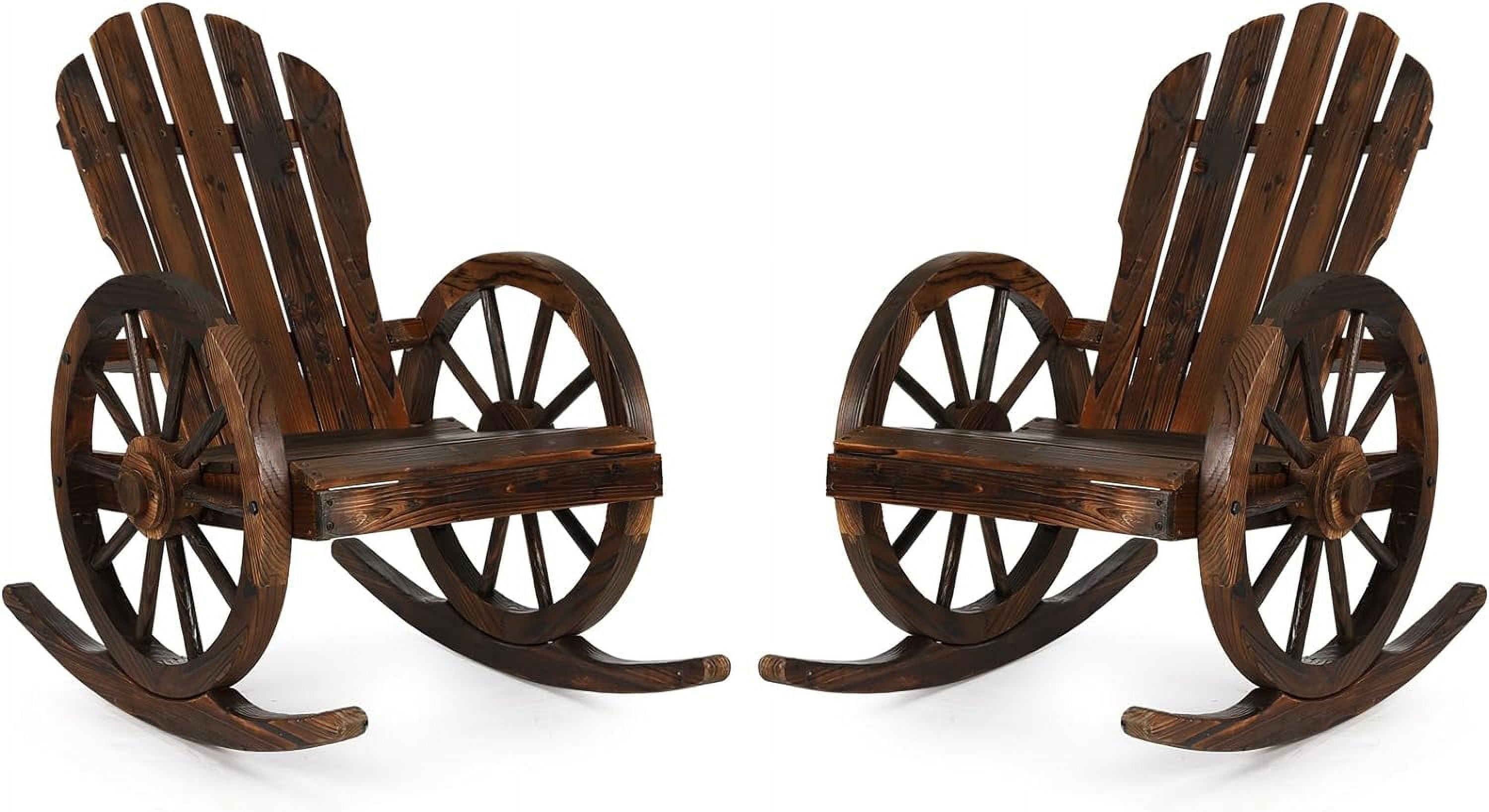 HOMEDIARY Outdoor Wood Wagon Rocking Chair Set of 2, Adirondack Rocker ...