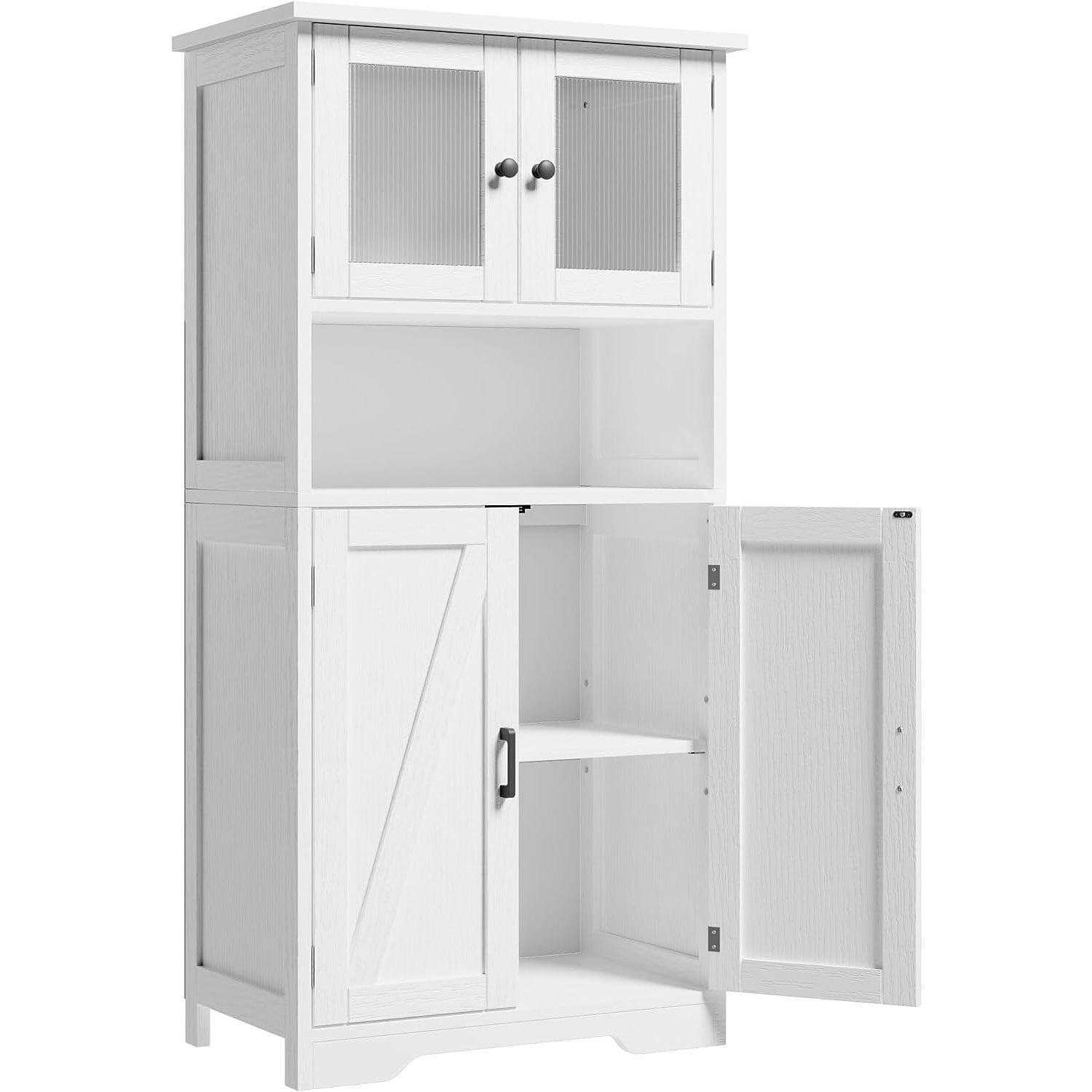HOMEFAN Bathroom Cabinet, Freestanding Floor Linen Storage Cabinet ...