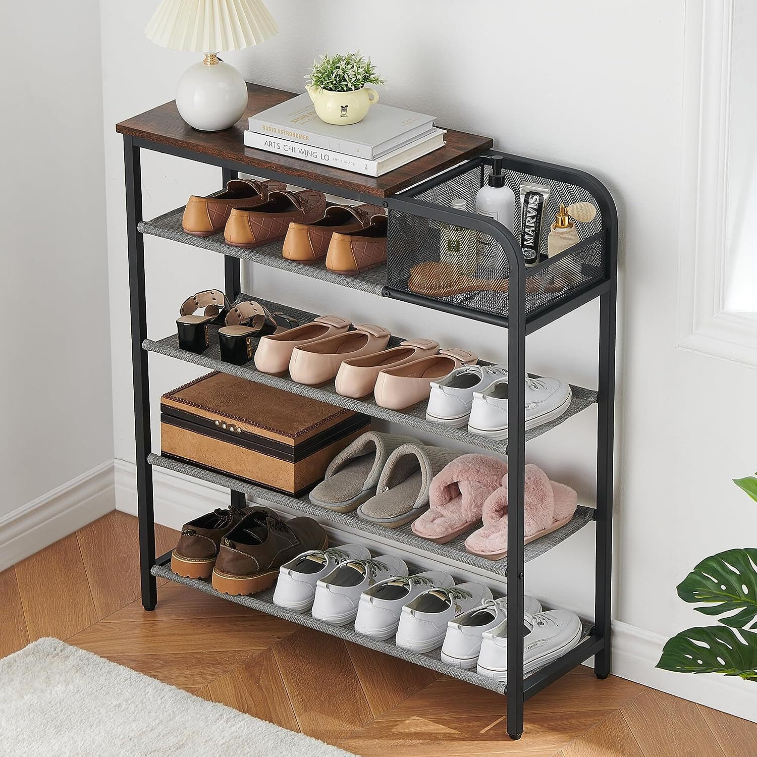 HOMEFAN Shoe Rack, 5 Tier Shoe Storage Organizer with Mesh Storage ...