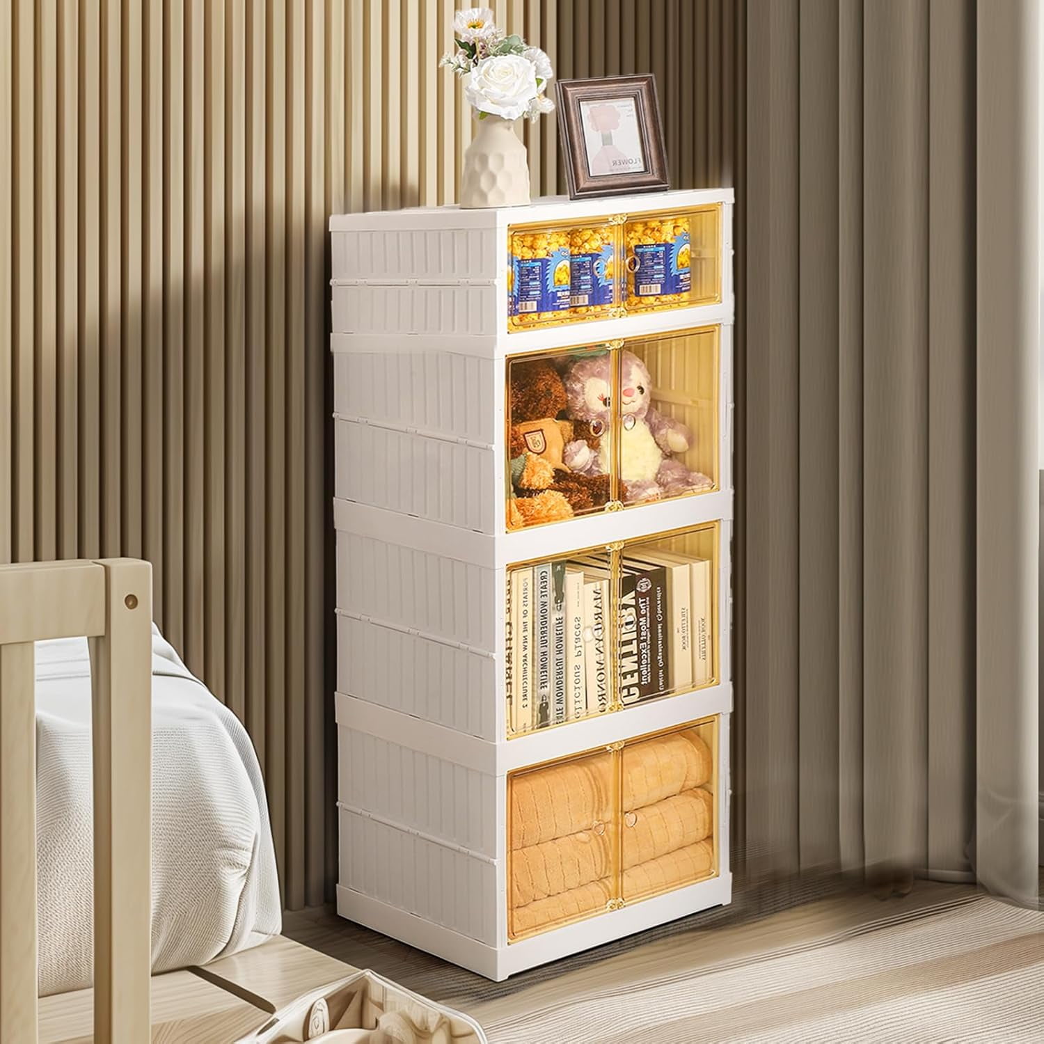 HOMEFLA Storage Bins with Lids, 4 Tiers Collapsible Storage Bins ...