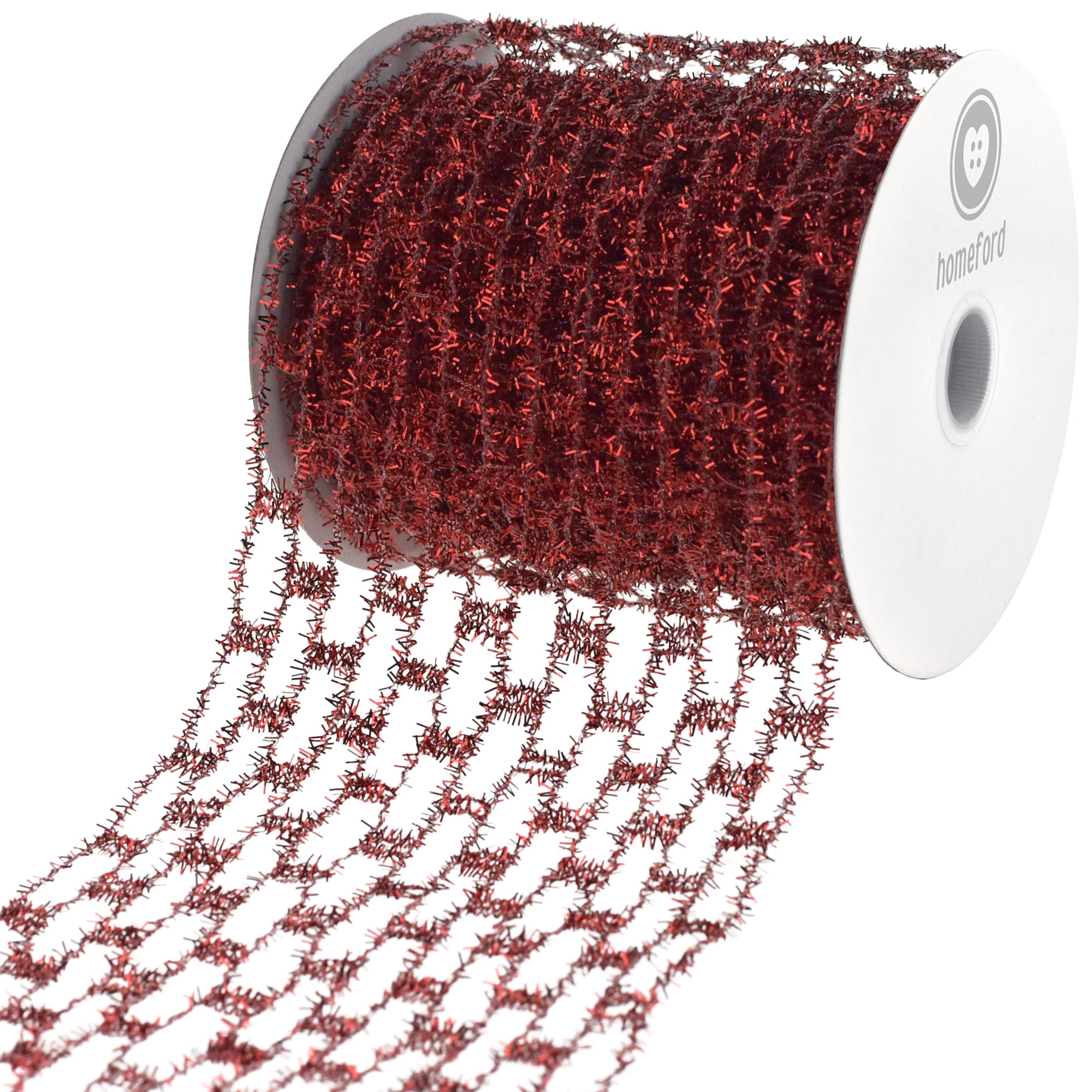 HOMEFORD Christmas Expandable Sparkle Tinsel Wired Ribbon, 4-inch, 10 ...