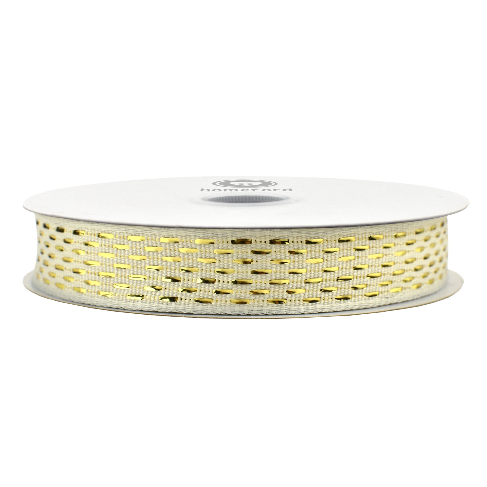 HOMEFORD Christmas Metallic Dash Weave Wired Ribbon, 5/8-inch, 10-yard ...