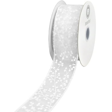 HOMEFORD Christmas Blueberry Branch Faux Linen Wired Ribbon, 2-1/2-inch ...