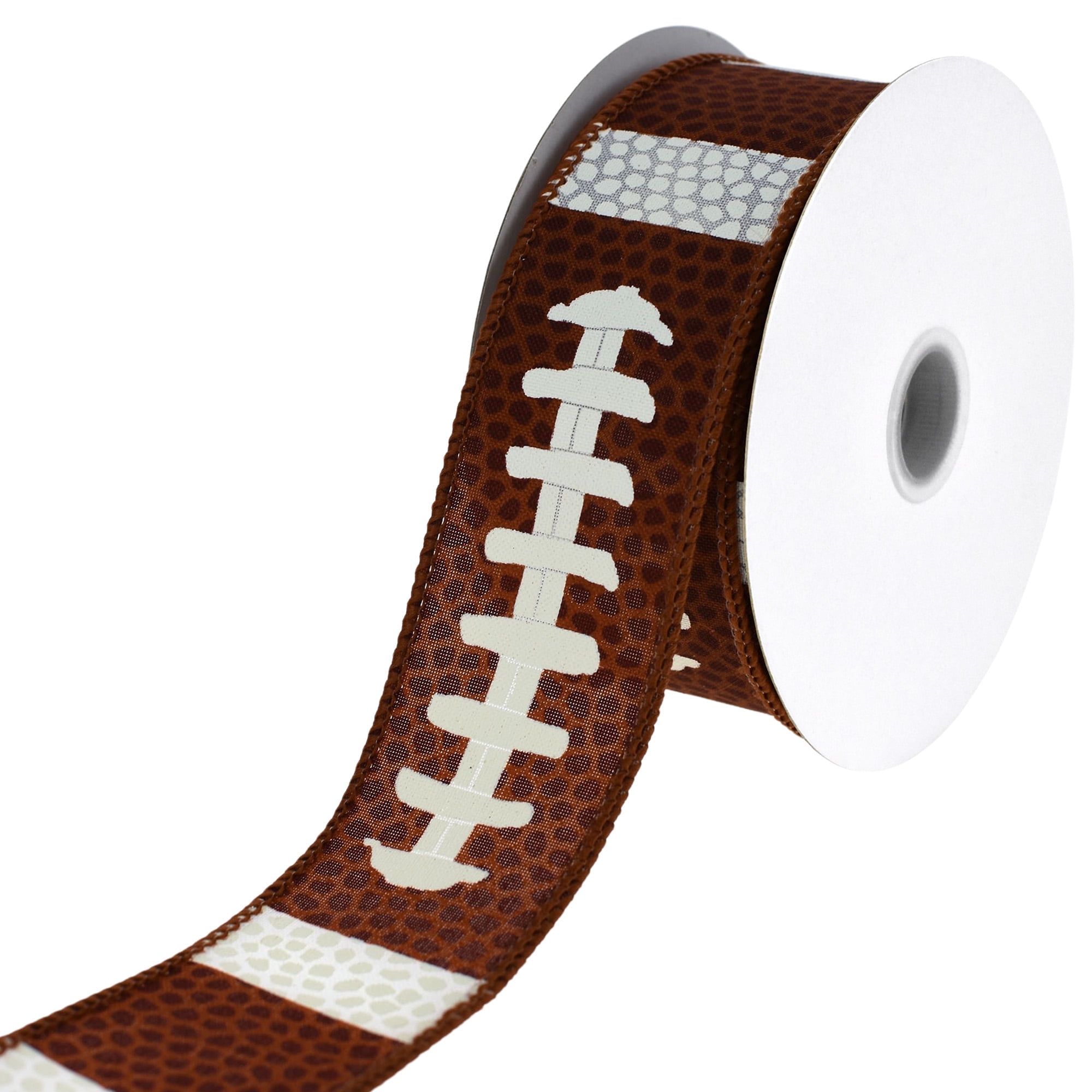 HOMEFORD ESC04 Football Pigskin Pattern Sports Wired Ribbon, 1-1/2-inch ...