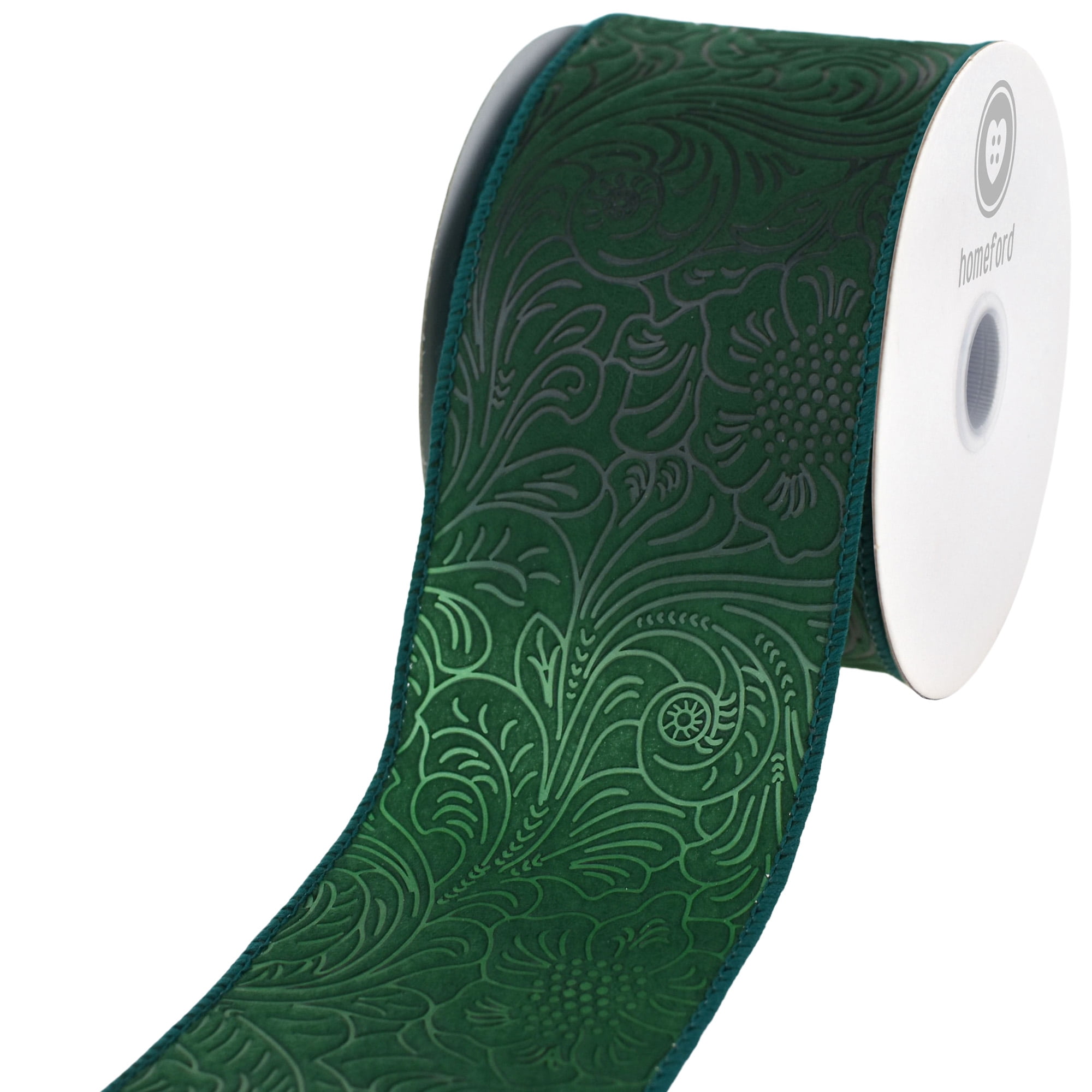 HOMEFORD Embossed Flowers Polypropylene Wired Ribbon, 2-1/2-inch, 10 ...